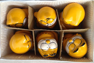 6 Different Garfield ceramic pencil sharpeners
