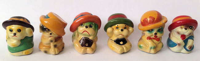 6 Different Dog with Hat ceramic pencil sharpeners